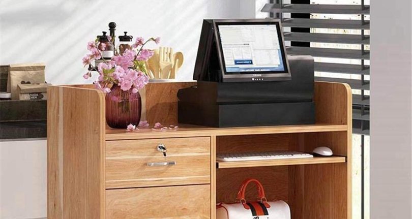 Comptoir magasin : Noir Blanc Bois - Choisir meuble caisse boutique, prix